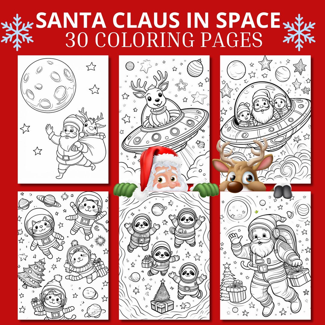 Santa Claus in Space Coloring Pages for Kids, Coloring Pages to Print ...