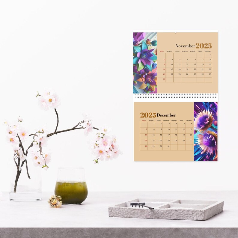 Calendar 2025 Flowers Printable, Calendar Floral Theme 2025 Romance of ...