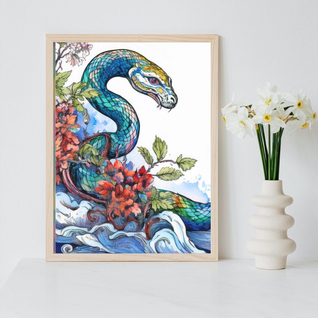 Chinese Zodiac Snake Poster | Japanese Abstract Art (digital Download ...