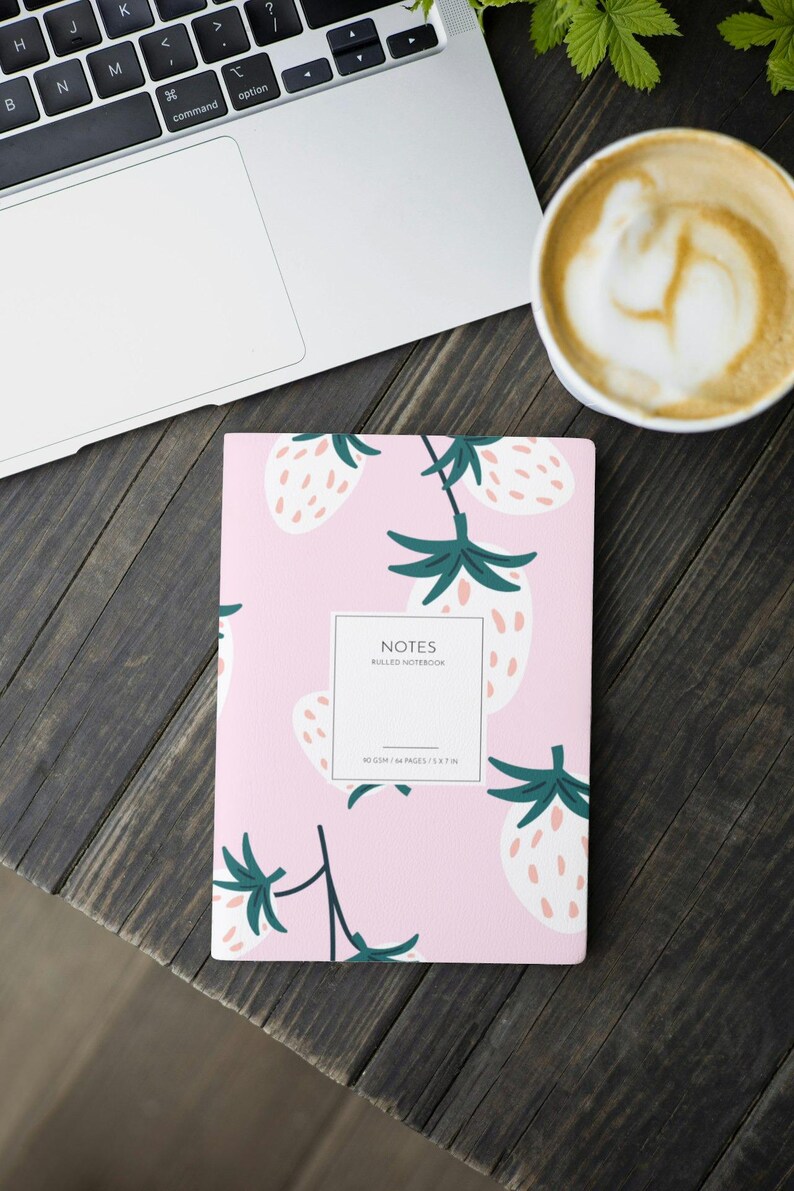Unique Pastel Strawberry Notebook, Pink Strawberry Journal, Strawberry ...