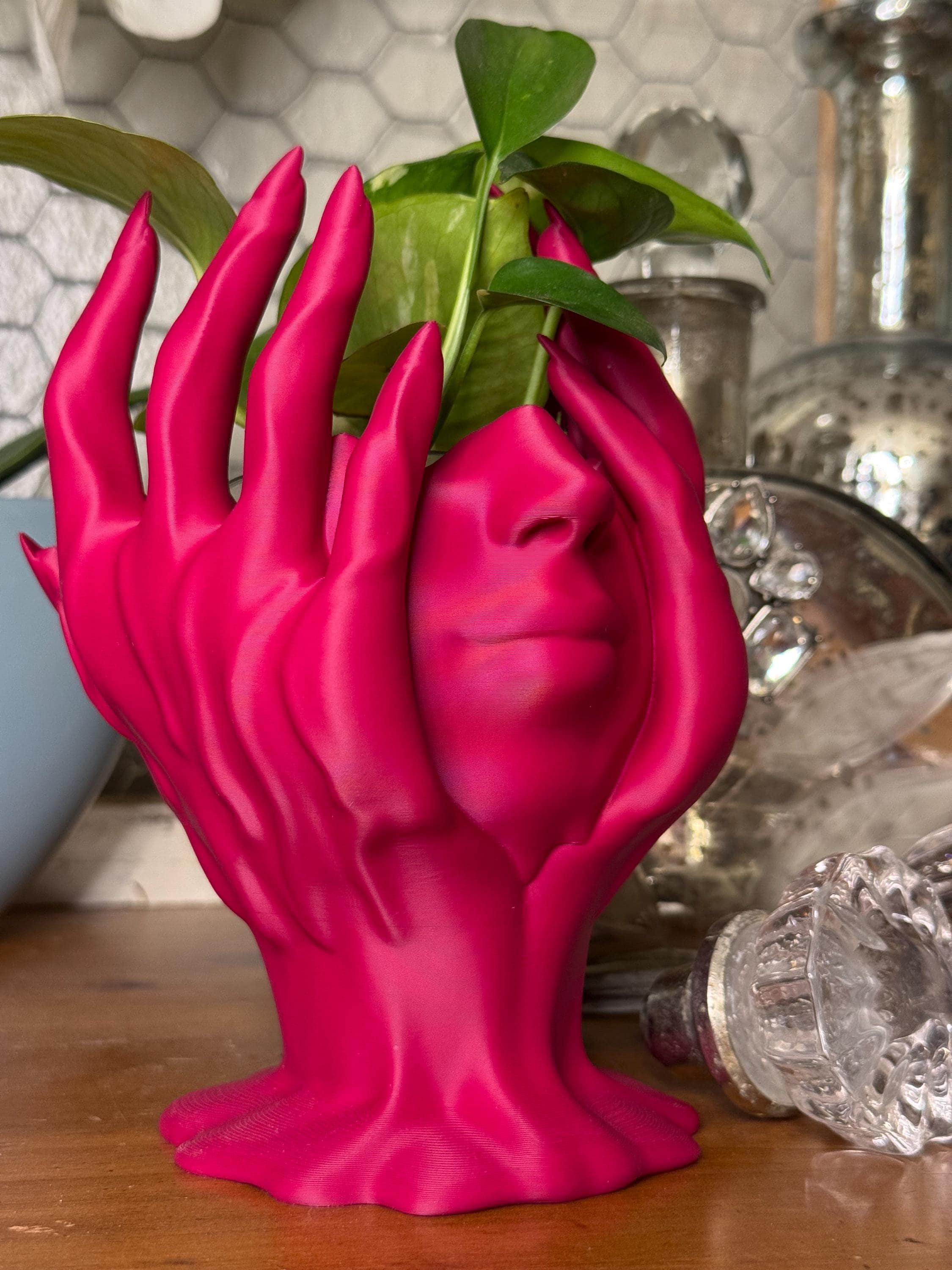 Woman Face Planter, 3D Printed: Ring and Jewelry Holder, Abstract Art ...