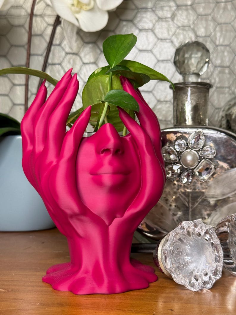 Woman Face Planter, 3D Printed: Ring and Jewelry Holder, Abstract Art ...