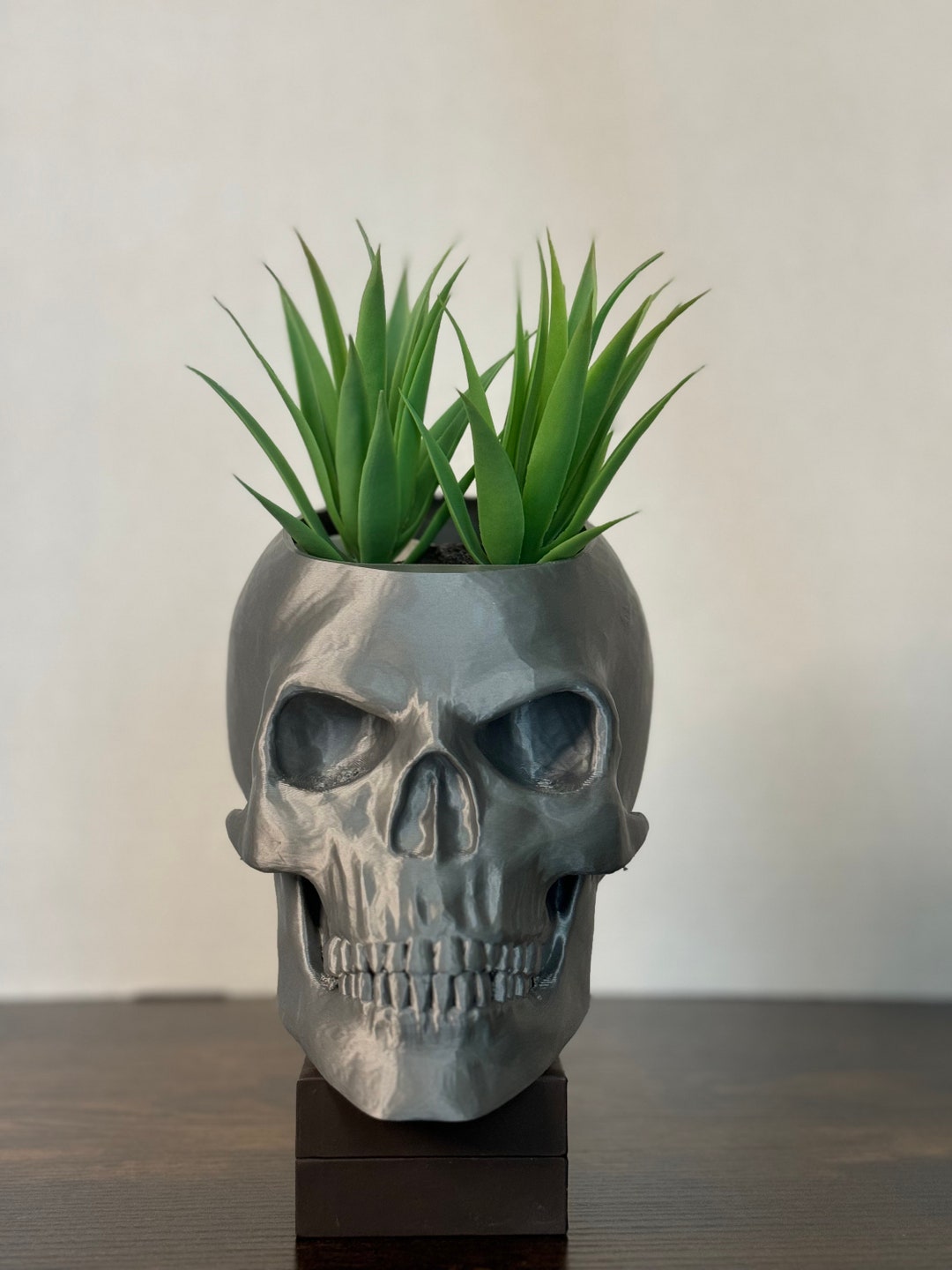 Skull Head Planter, 3D Printed: Wall Mounted, Goth Home Decor Vase With ...