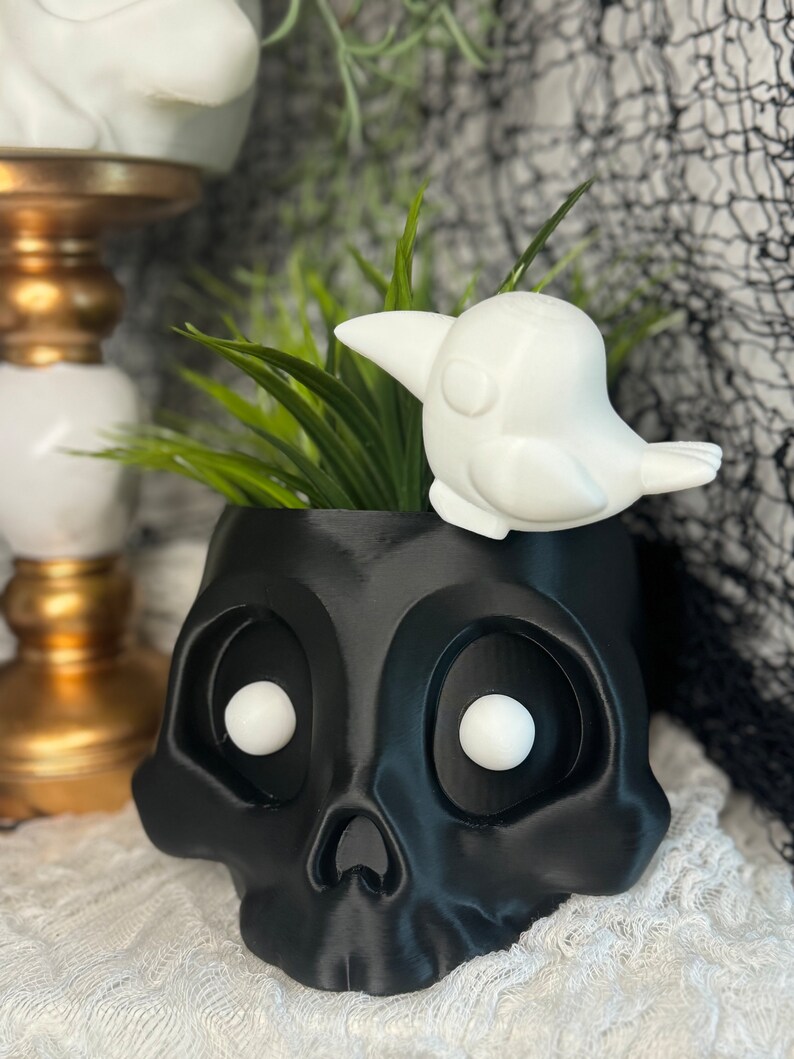 Cute 3d Printed Skull Planter, Friendly Halloween Planter, Creepy Cute ...