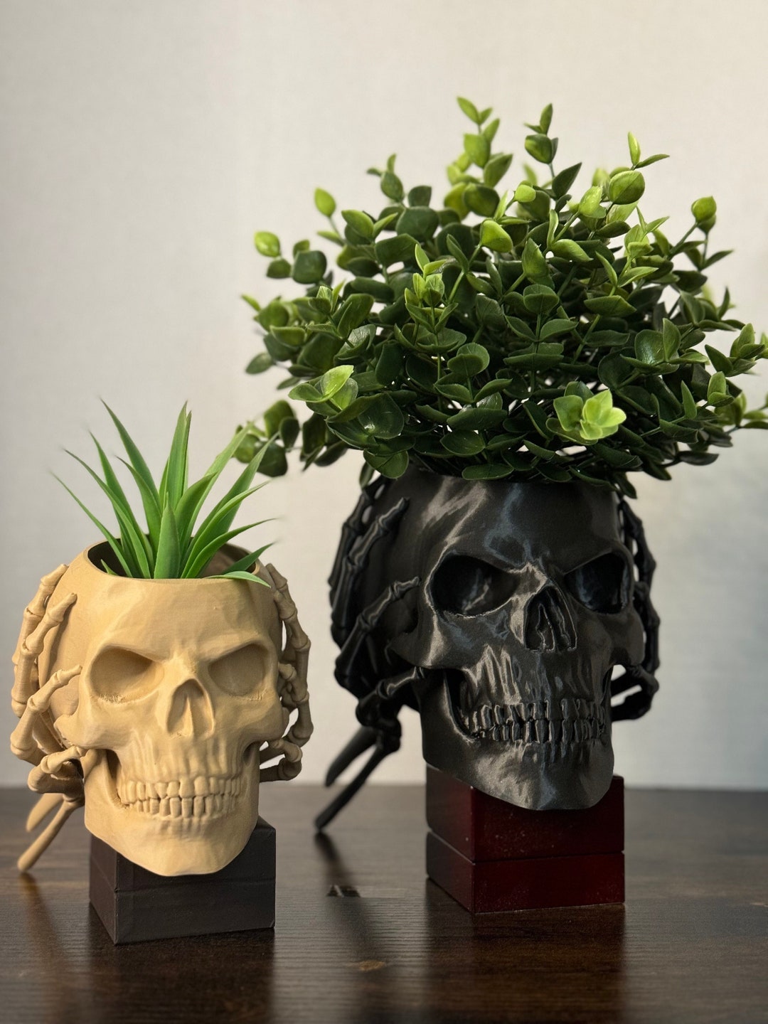 Hanging Wall Skull Planter, 3d Printed Skeleton Head, Skull With Hands ...