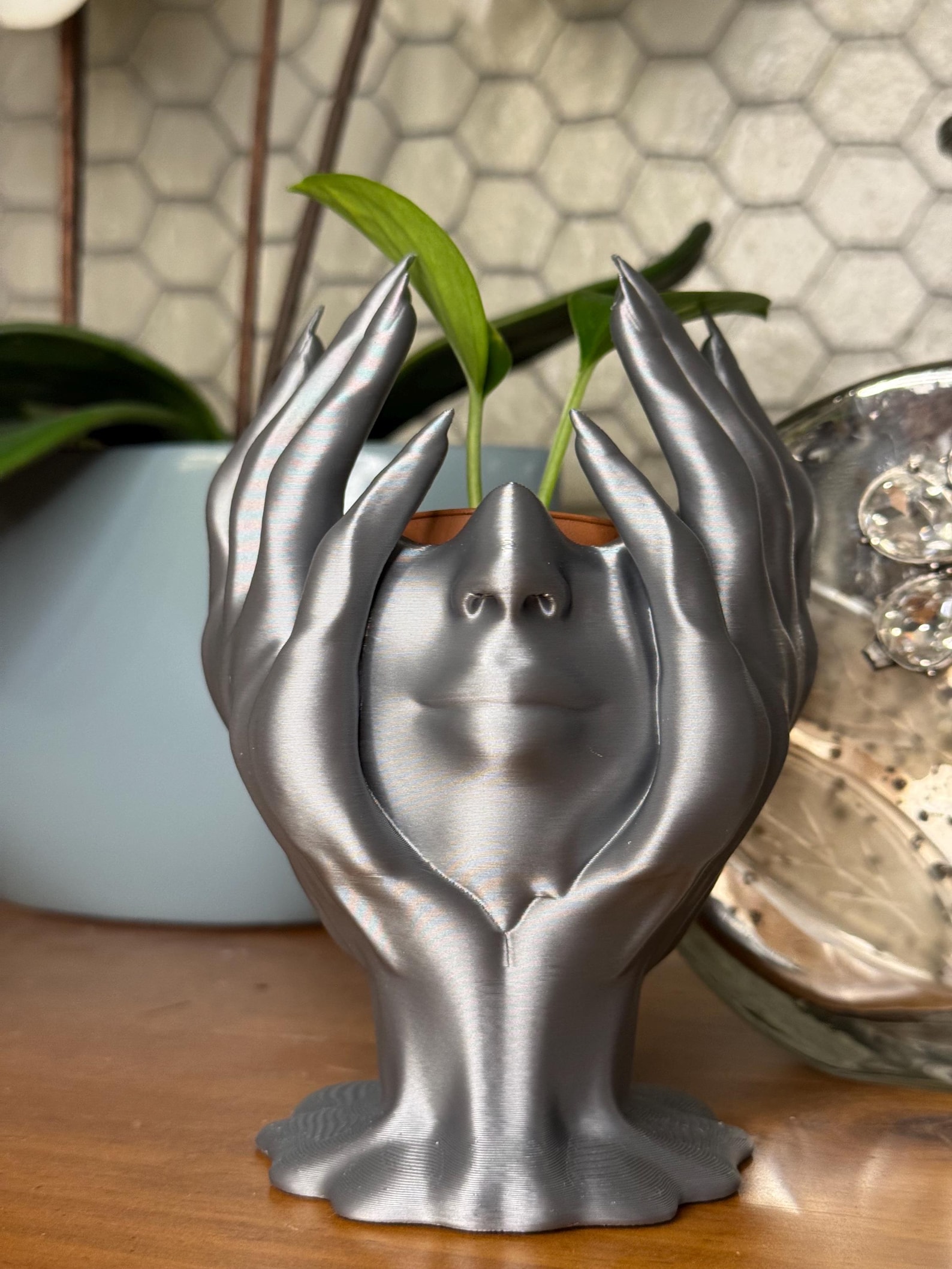 Woman Face Planter, 3D Printed: Ring and Jewelry Holder, Abstract Art ...
