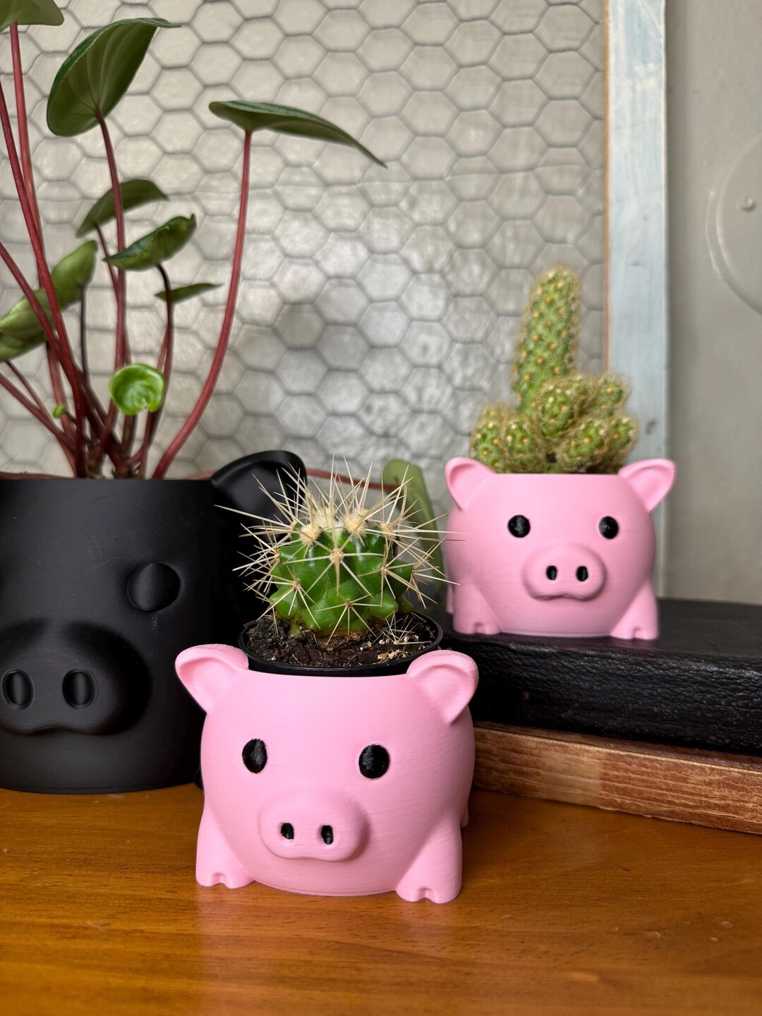 Pig Planter, 3d Printed Pot, Cute Planter, Fun Farm Animal Pot, Pig Pot ...