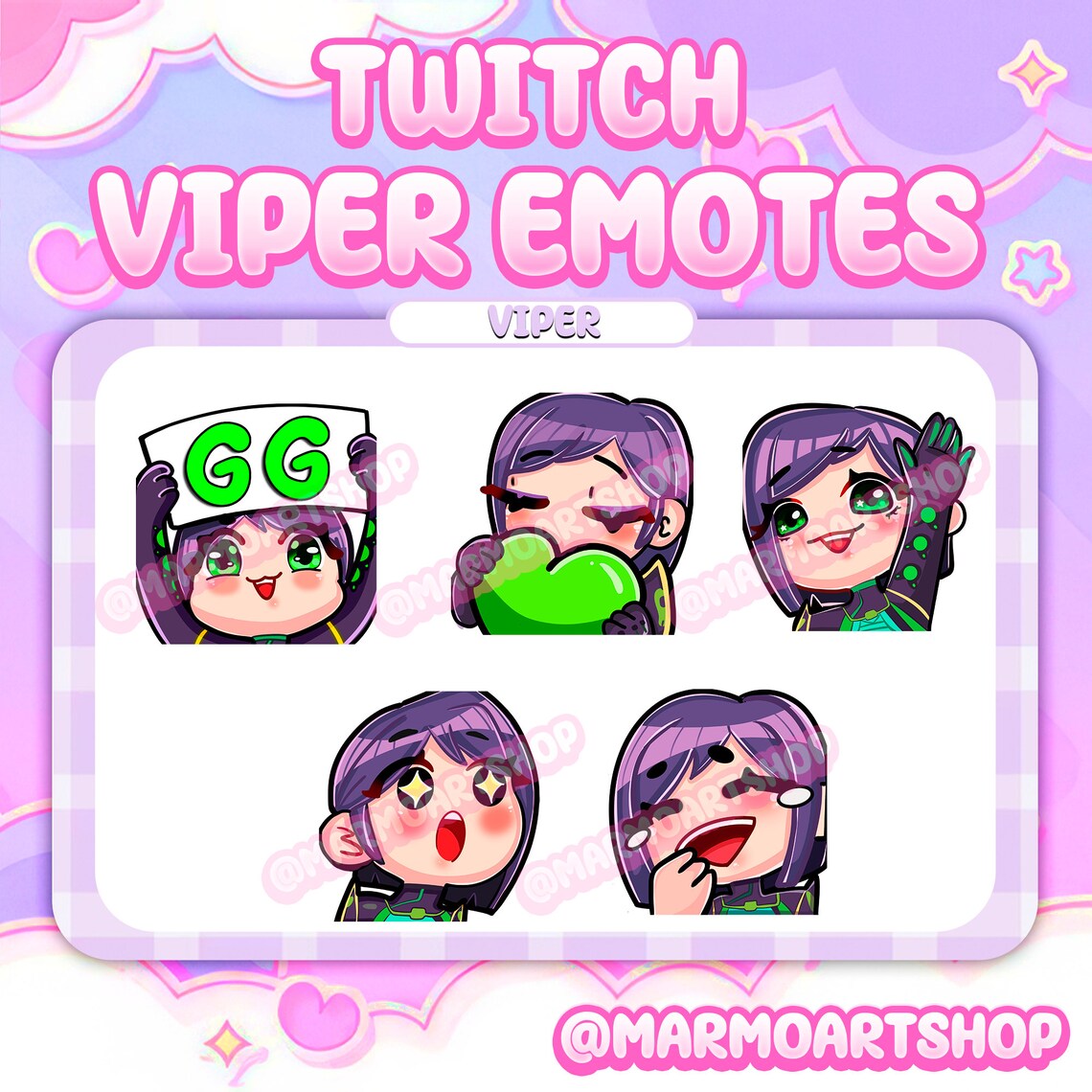 VALORANT VIPER EMOTES | Twitch Emote for Streamer | Cute Chibi Anime ...