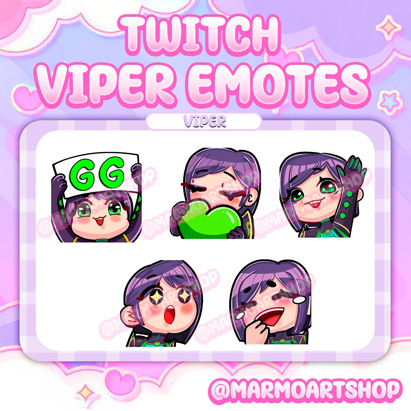 VALORANT VIPER EMOTES | Twitch Emote for Streamer | Cute Chibi Anime ...