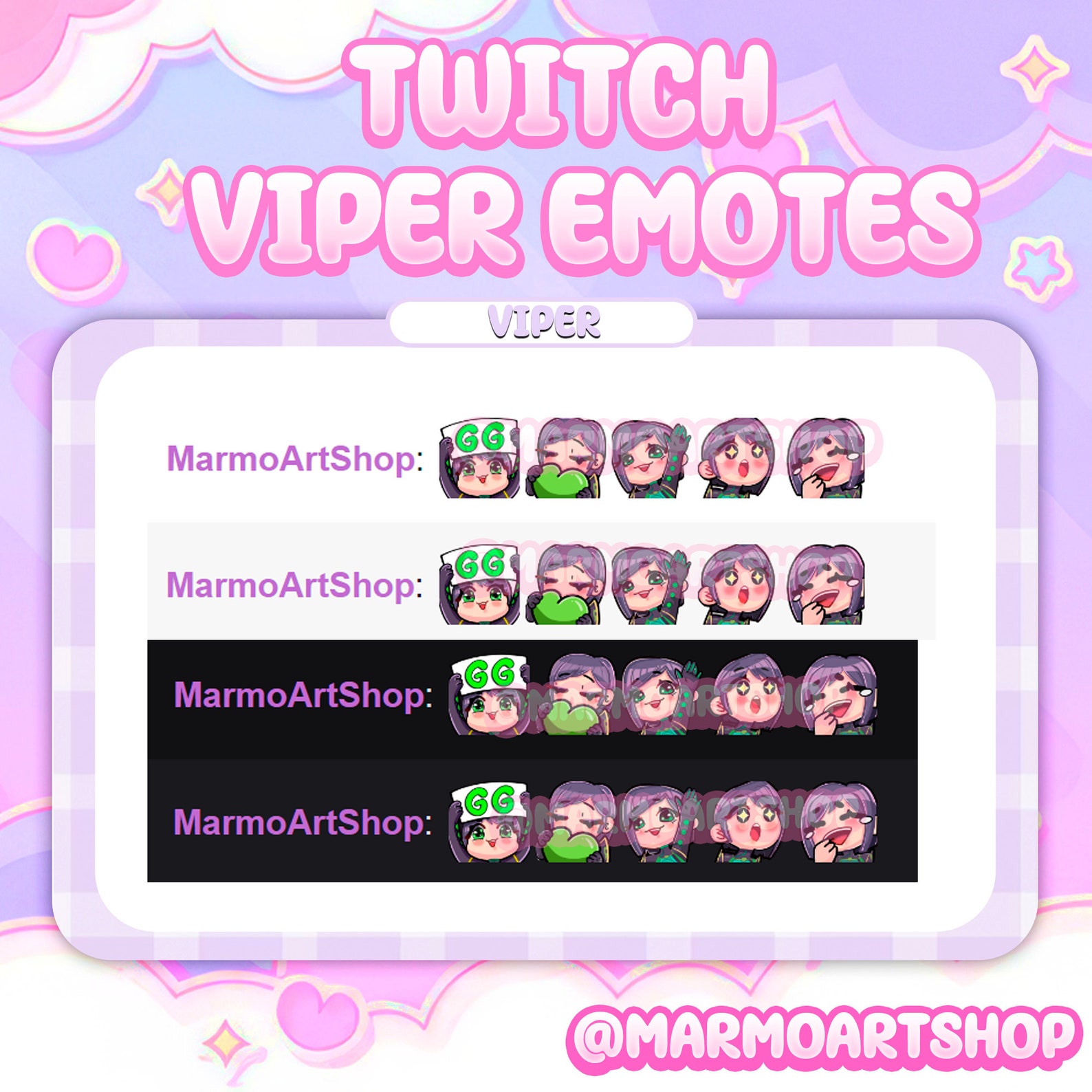 VALORANT VIPER EMOTES | Twitch Emote for Streamer | Cute Chibi Anime ...
