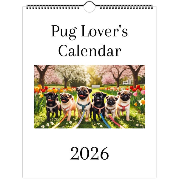 Pug Calendars 2026 - Etsy