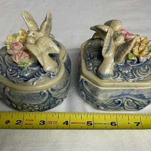 Vintage Porcelain Jewelry Trinket Boxes With Doves. Set of 3. - Etsy