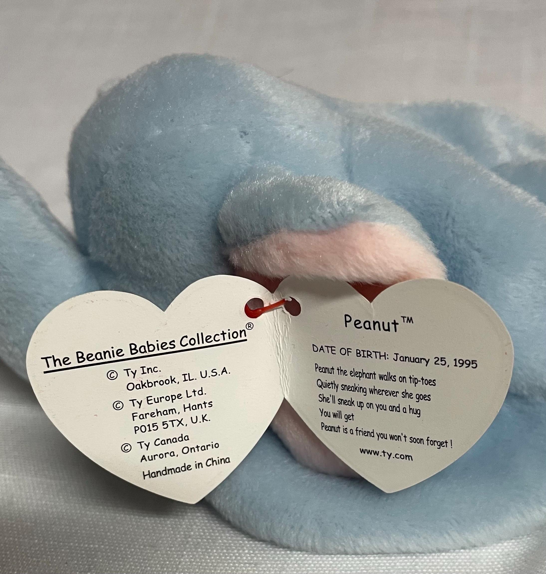Rare 1995 Peanut the Elephant Beanie Baby. Mint Condition. PE Filling ...