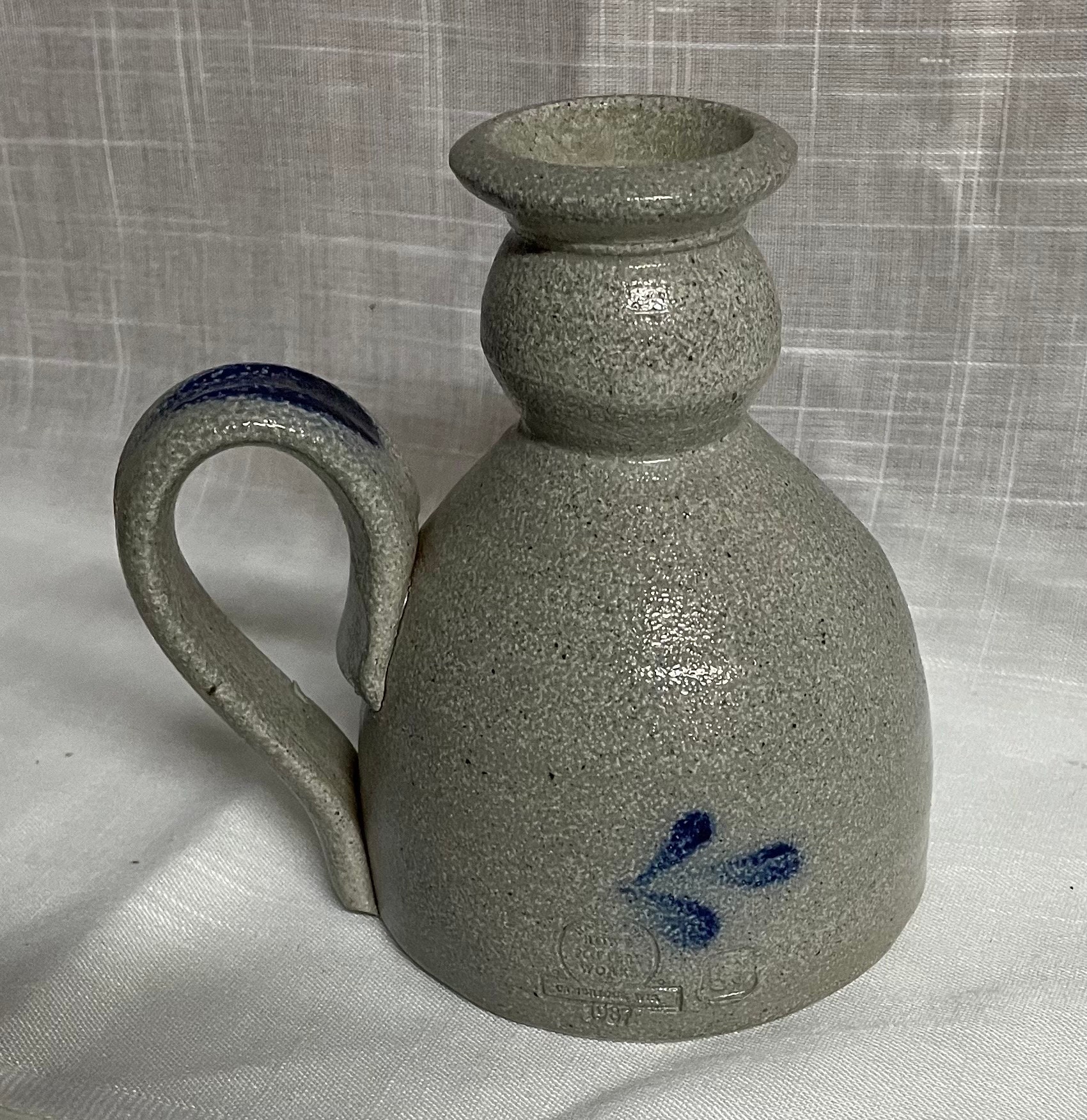 Vintage 1987 Rowe Pottery Works Stoneware Salt-glazed Candle Holder ...