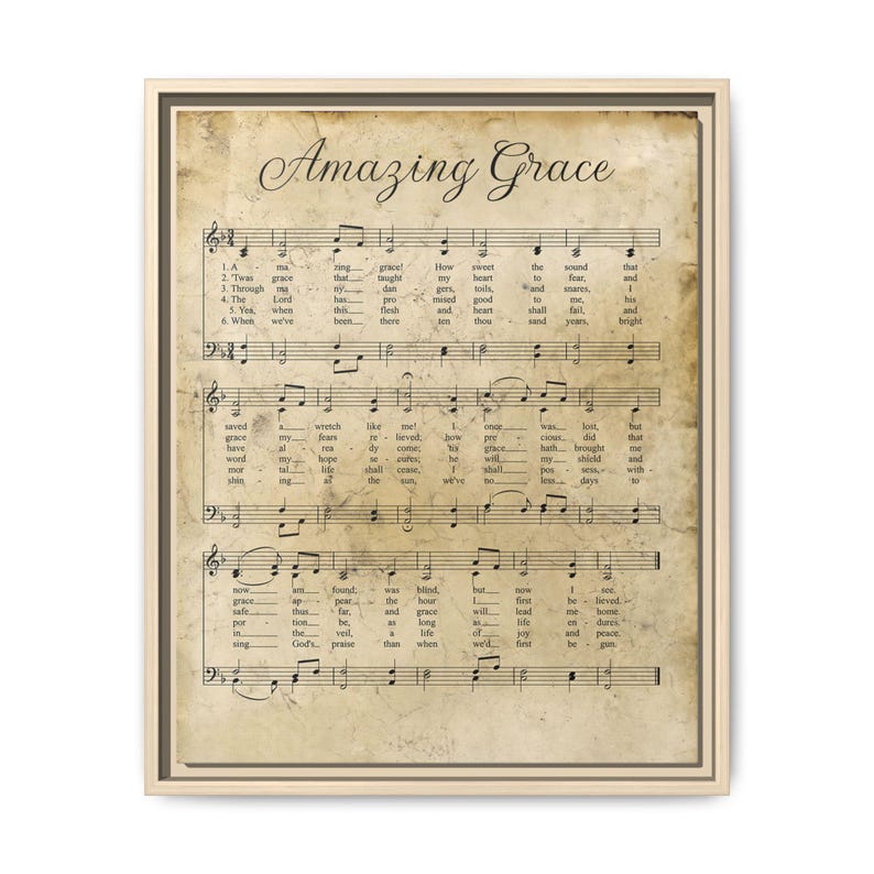 Vintage Amazing Grace Hymn Matte Canvas Framed | Christian Gift - Etsy
