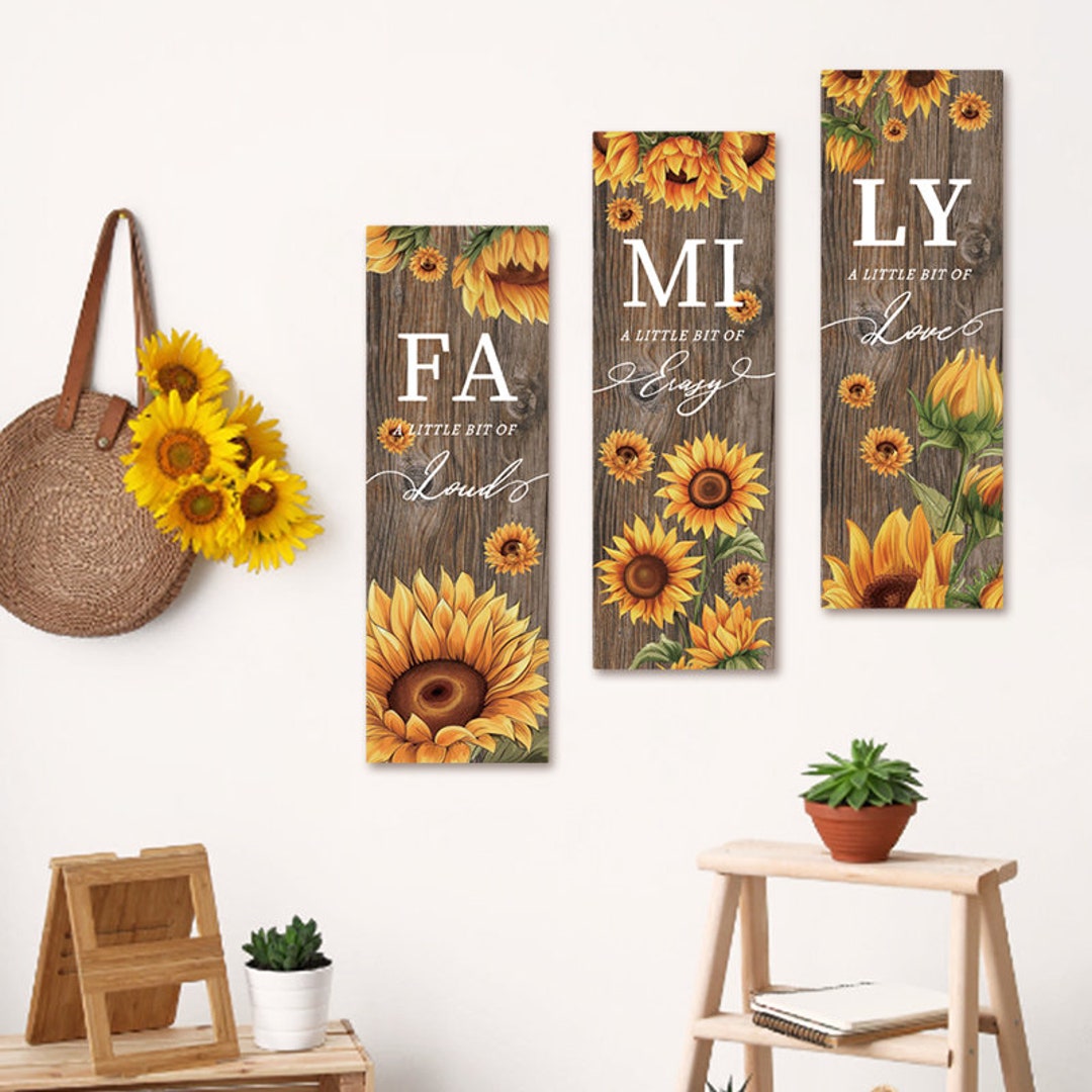 Artsy Sunflower Family Sign Rustic Home Decor, Premium Plywood, Cozy ...