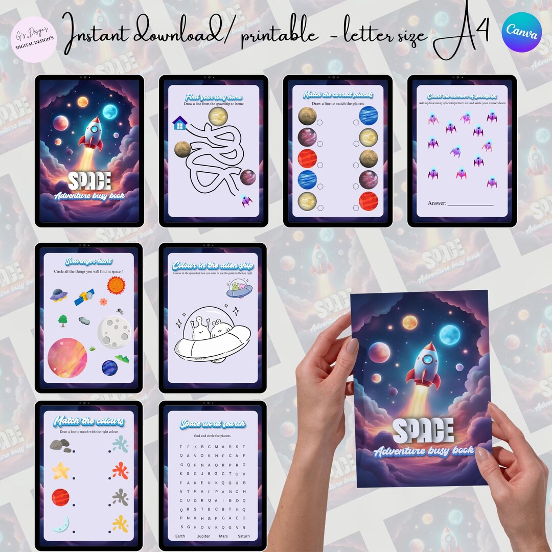 Space Busy Book: A4 Printable Activity Book for Preschoolers (digital ...
