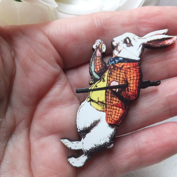 White Rabbit Brooch - Etsy
