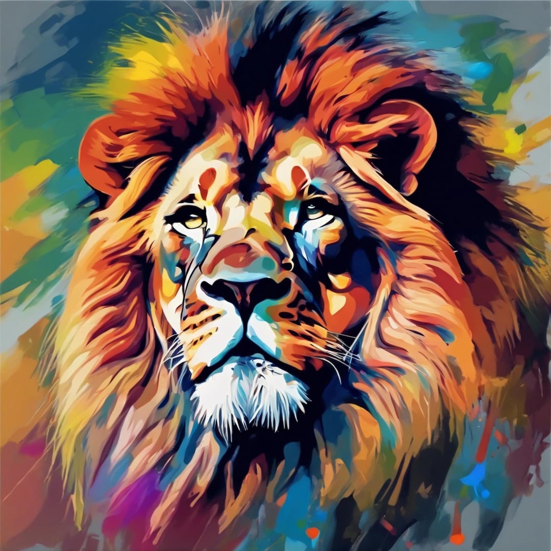Lion, Colorful, Digital Download, Wall Art, AI Generated - Etsy