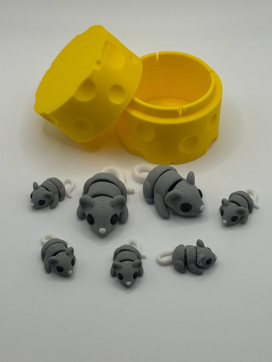 3D Printed Mice With Cheese Container, Articulating Toy, Locking Cheese ...