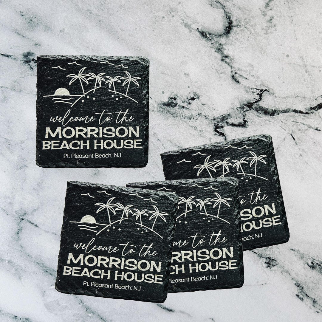 Personalized Beach House Coasters, Personalized Barware, Custom Host ...