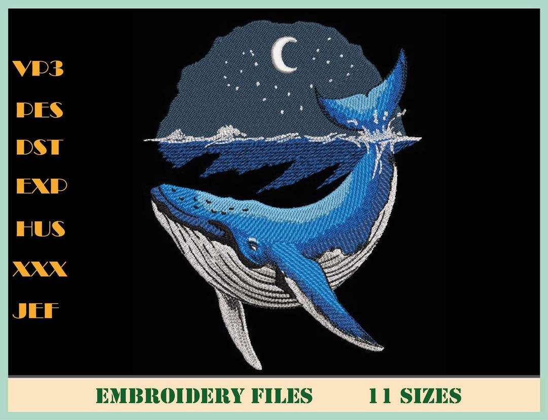 Blue Whale Machine Embroidery Design, Instant Download , Machine ...