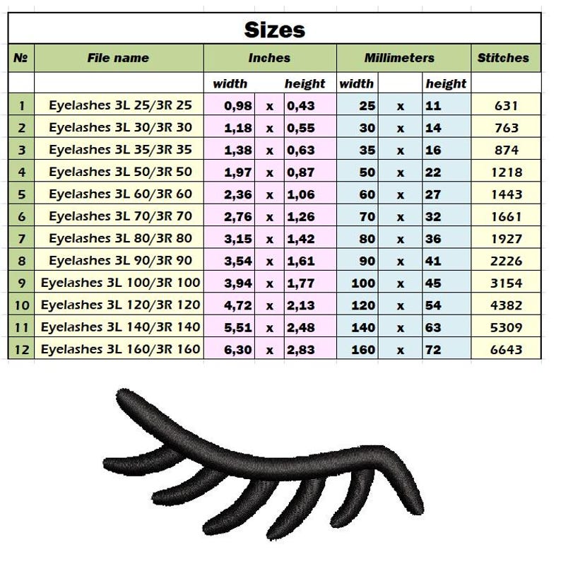 Eyelashes Embroidery Designs. Eyes With Lashes Embroidery Design. Eyes ...