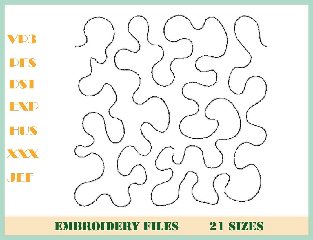 Stipple Quilt Block Machine Embroidery Design Files, 21 Size, Single ...