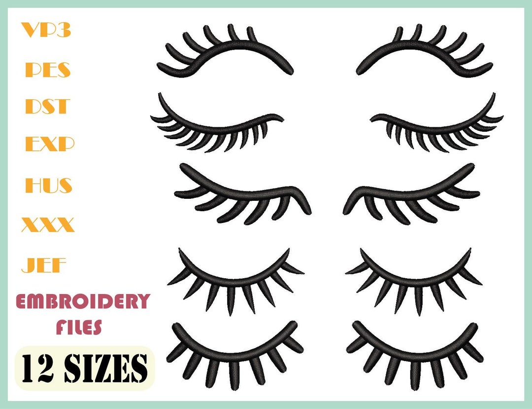 Eyelashes Embroidery Designs. Eyes With Lashes Embroidery Design. Eyes ...
