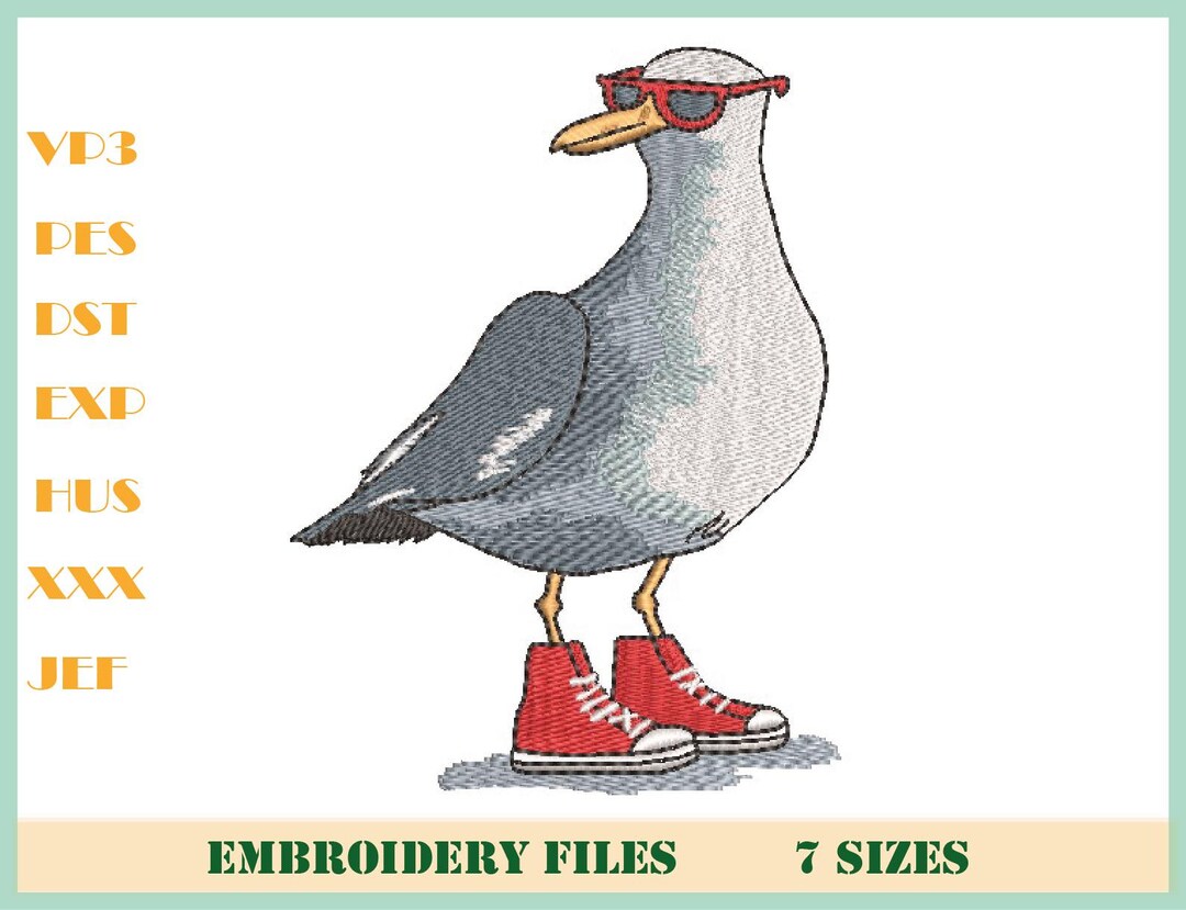 Cool Seagull Machine Embroidery, Stylish Beach Seagull Design ...