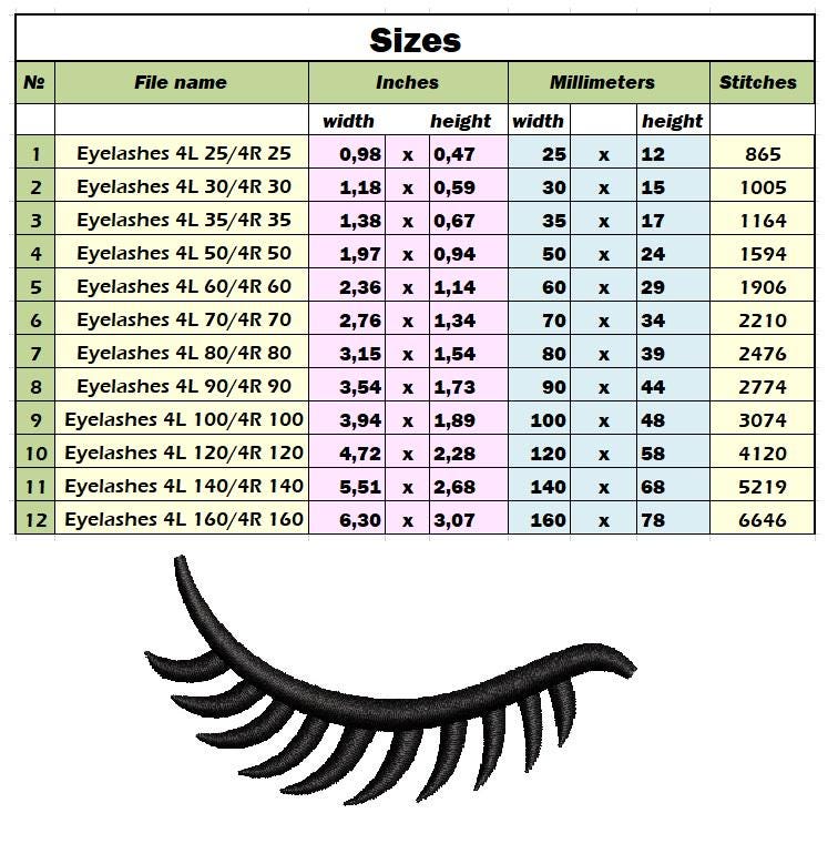 Eyelashes Embroidery Designs. Eyes With Lashes Embroidery Design. Eyes ...
