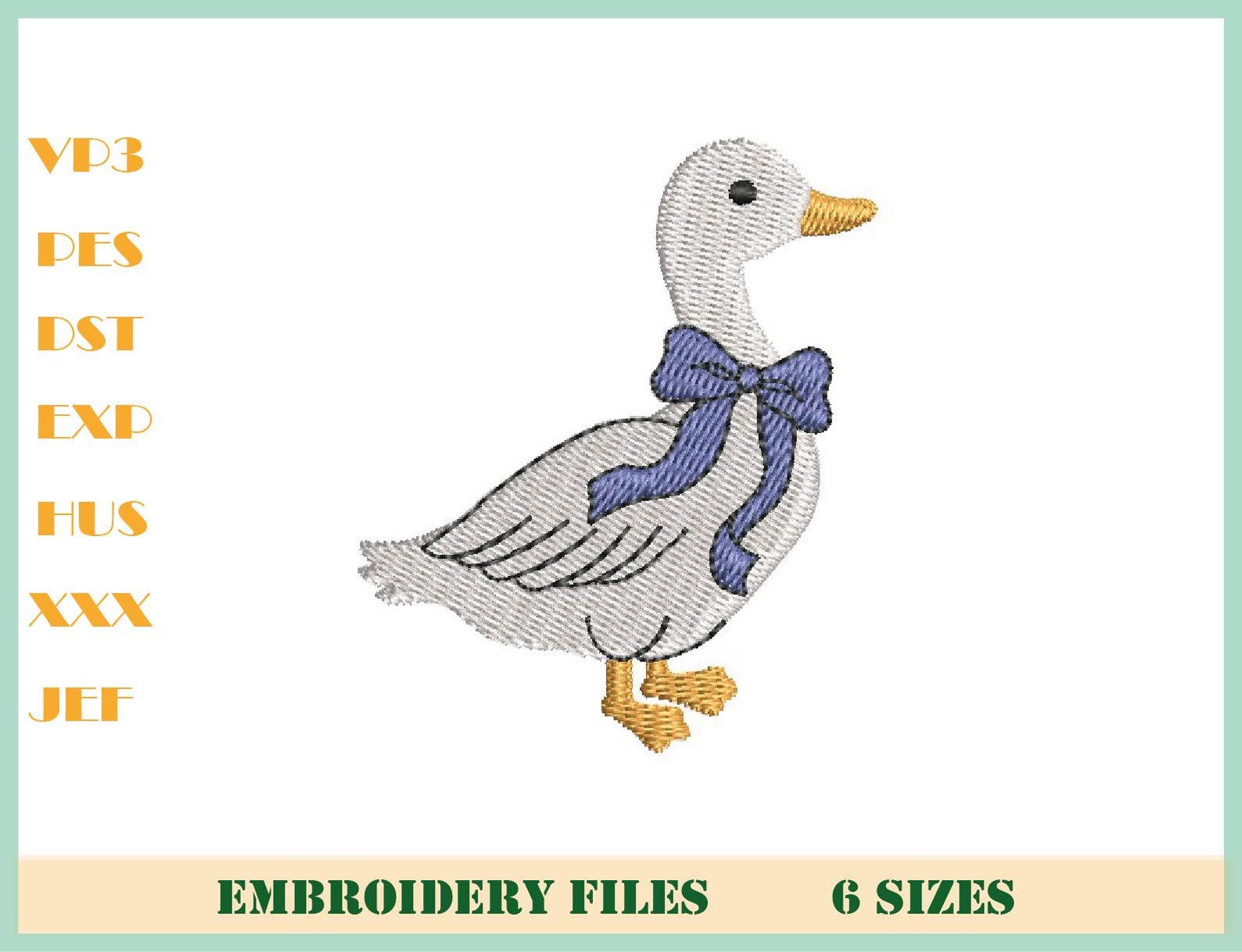 Cute Goose, Mini Sizes, Machine Embroidery Design, Goose With Bow ...
