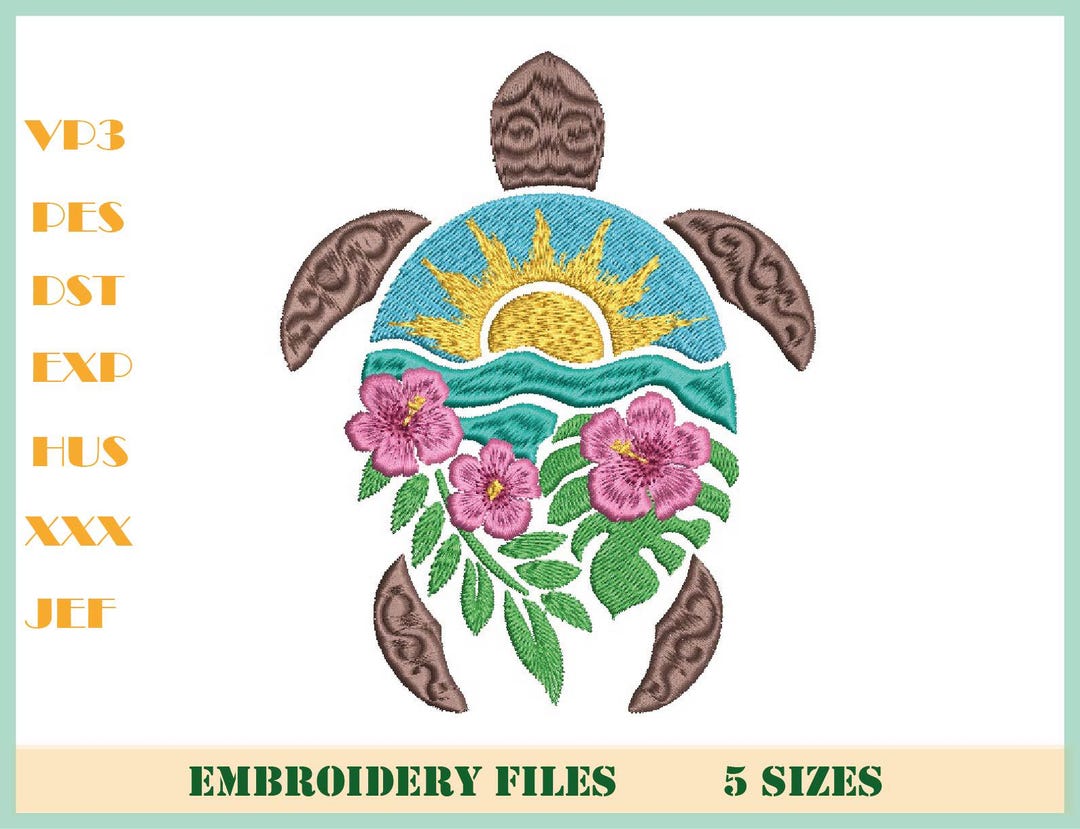 Sea Turtle Machine Embroidery Design, Landscape Embroidery, Tortoise ...