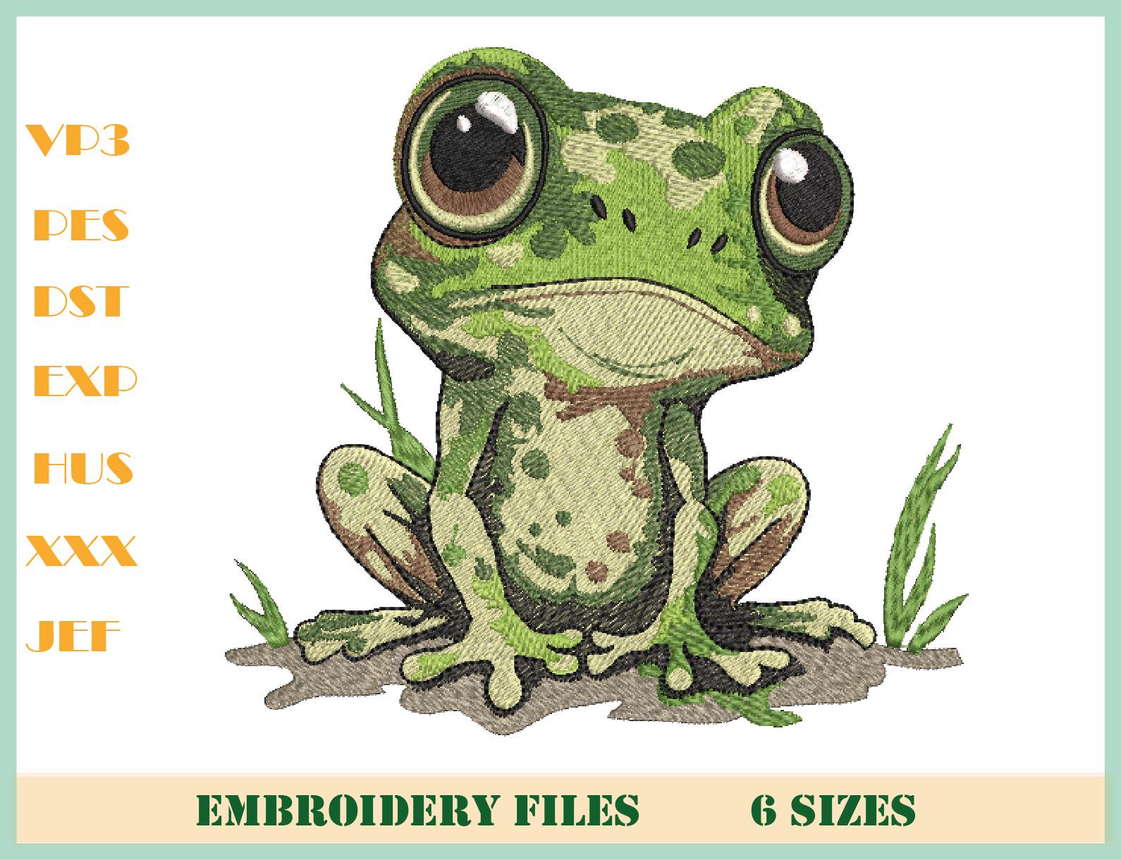 Frog Embroidery Design, Cute Green Frog Machine Embroidery Design, Baby ...