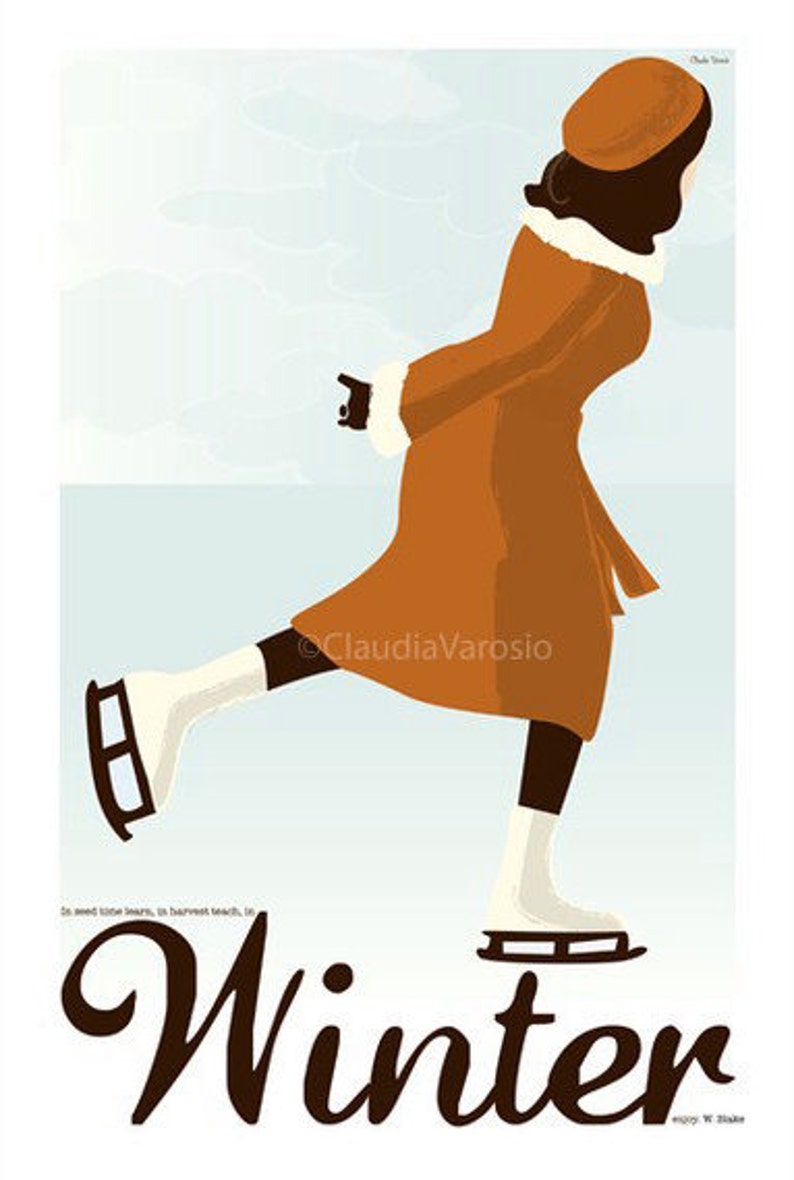 Poster Winter Retro Print in Various Sizes - Etsy