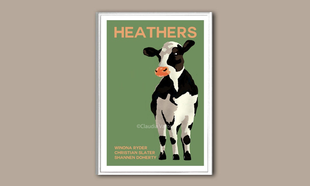 Heathers Retro Cow Print Movie Poster in Various Sizes - Etsy