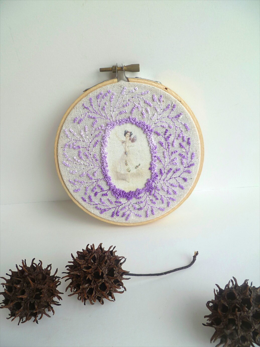 Ballerina hoop art free style hand embroidery fiber art home | Etsy