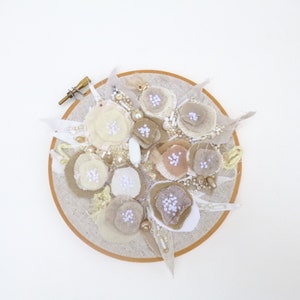 Hand Embroidery, Hoop, Floral, Fiber Collage, Bead Embroidery, Home ...