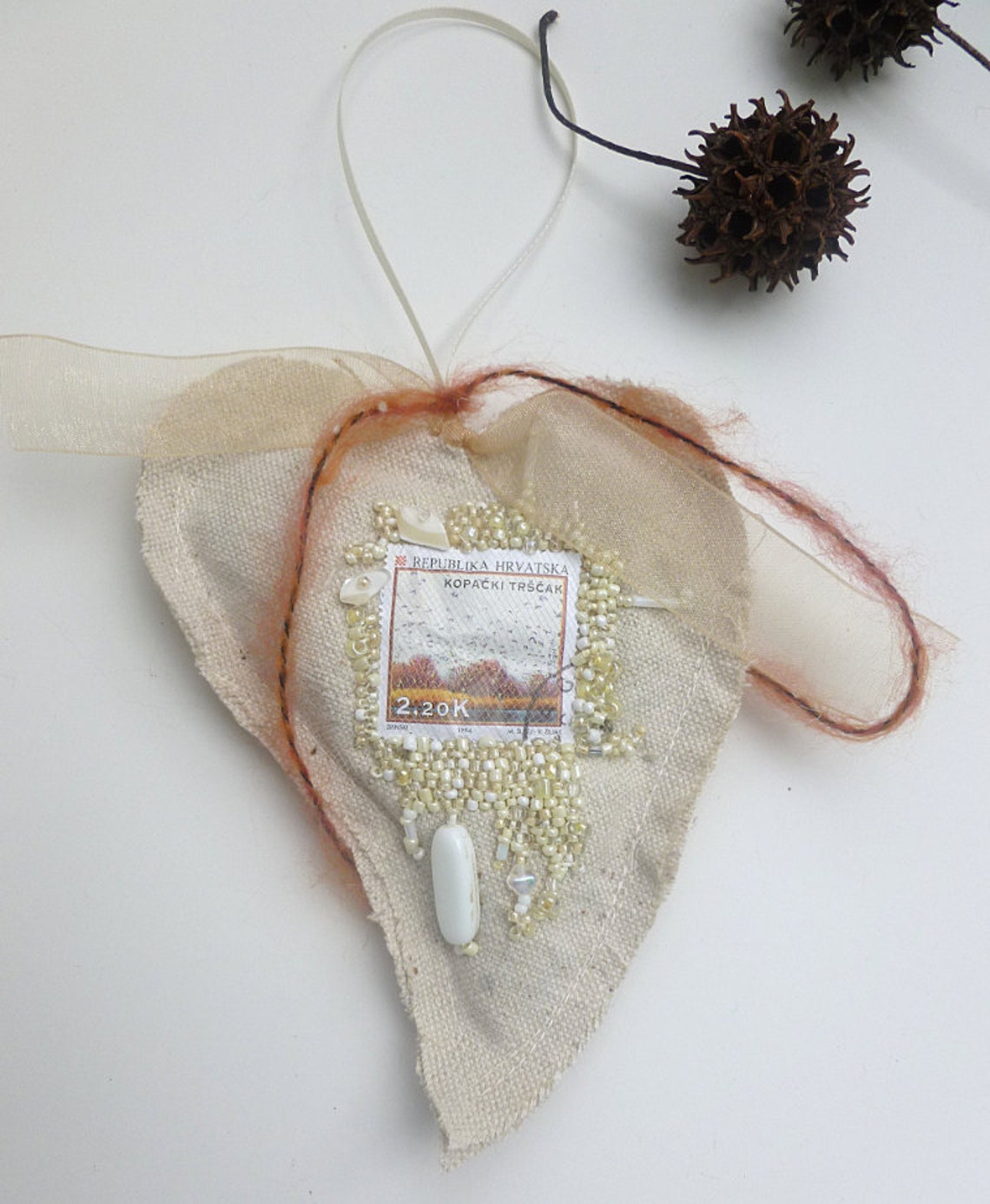 Lavender heart sachet shabby chic ornaments set of four home | Etsy