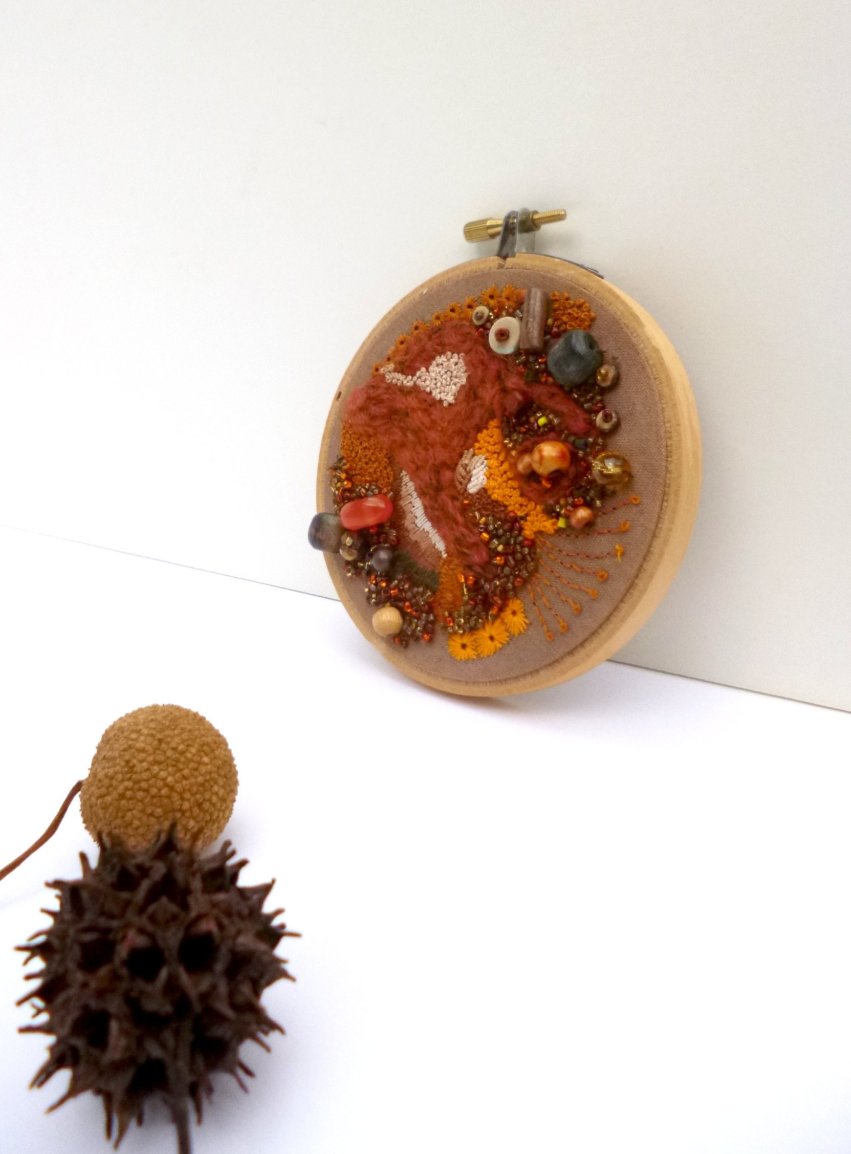 Original Textured Textile Hand Embroidery Abstract Wood Hoop | Etsy