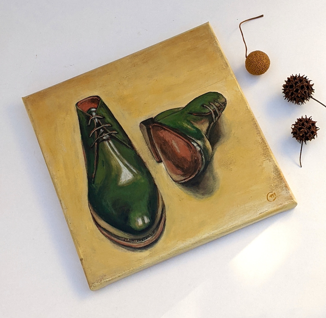 Green Chukkas Shoe Art: Original Acrylic Painting on Canvas - Etsy