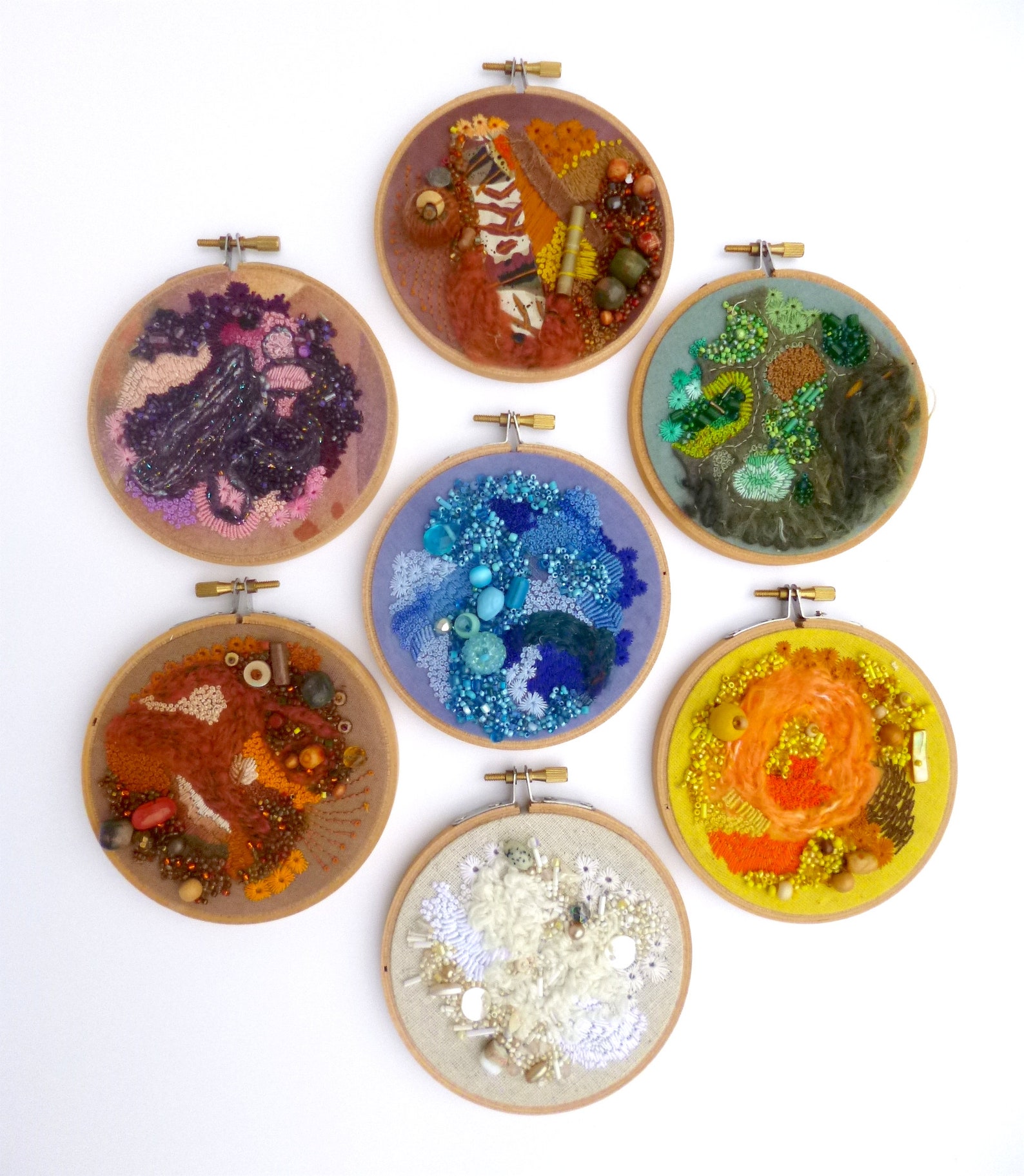 Original Textured Textile Hand Embroidery Abstract Wood Hoop | Etsy