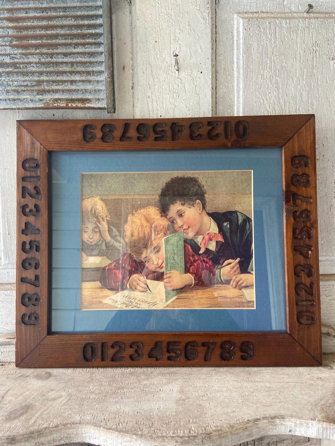 Vintage Wooden Frame With Milled Numbers, Schoolhouse Decor - Etsy