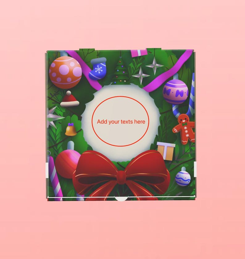 Pre-designed Christmas Pizza Box With Writable Blank Space Festive ...