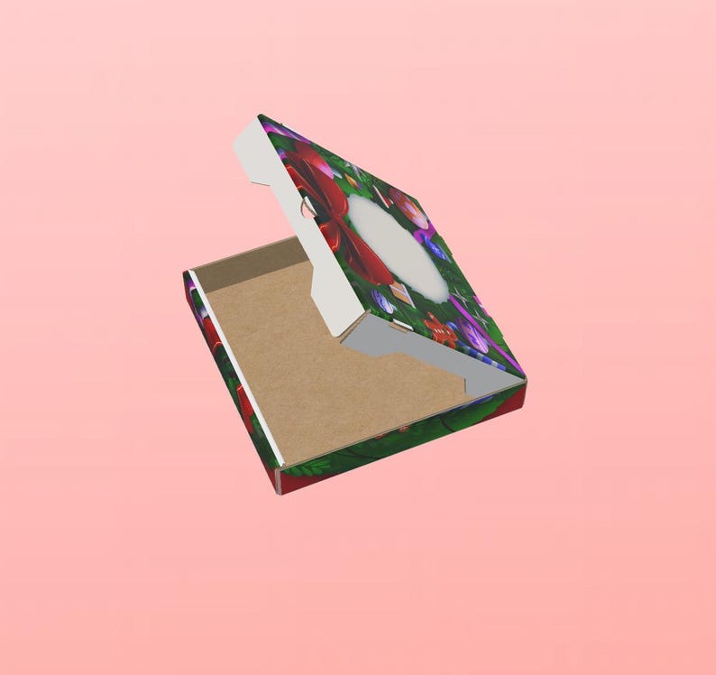 Pre-designed Christmas Pizza Box With Writable Blank Space Festive ...