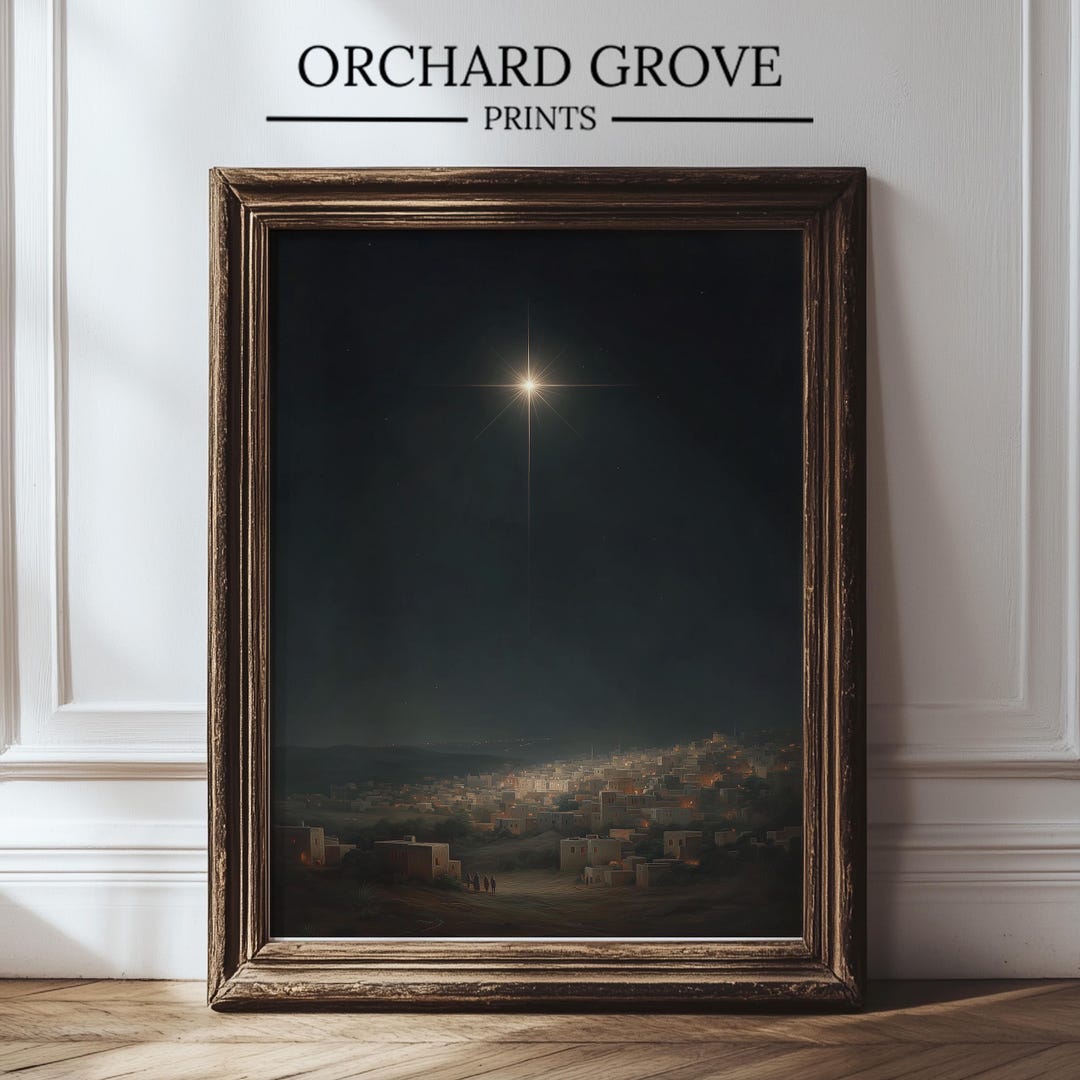 Star of Bethlehem Print, Christmas Wall Art, Holy Night Nativity Scene ...