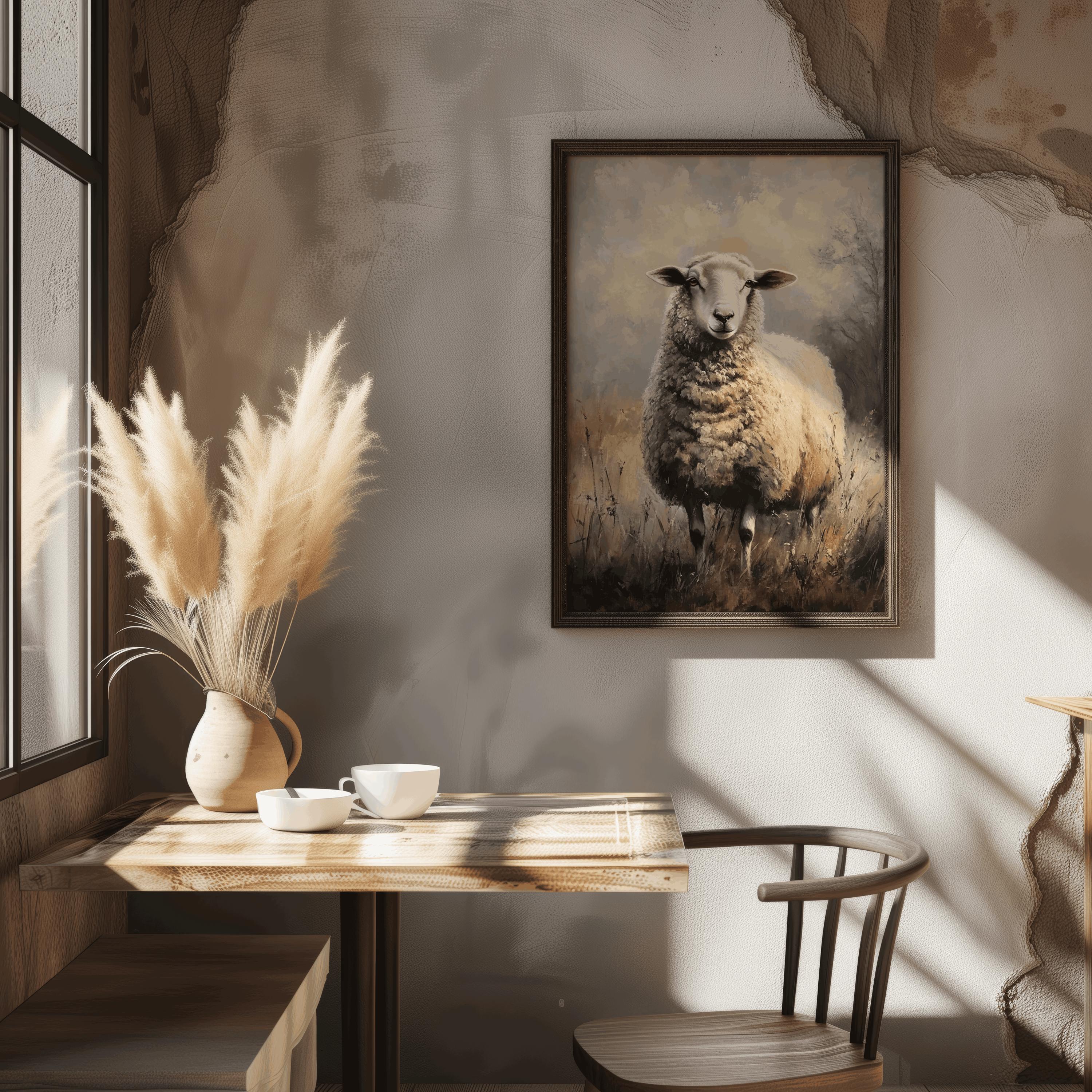Vintage Sheep Wall Art Sheep Print Cottagecore Wall Art Moody Farmhouse ...