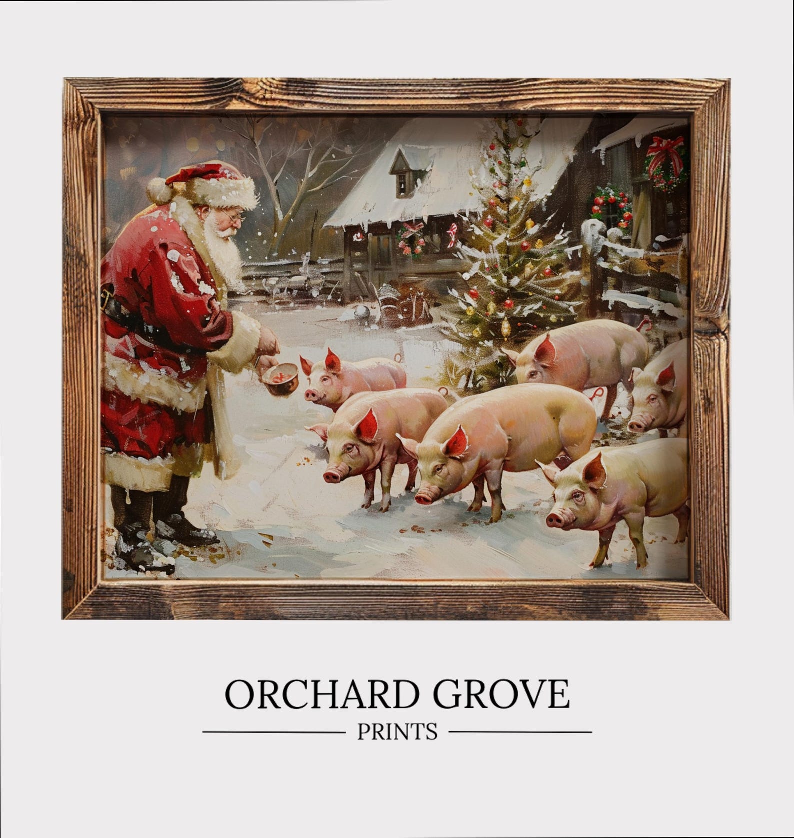 Santa Farm Print Santa Pigs Pig Christmas Art Cute Pig Printable ...