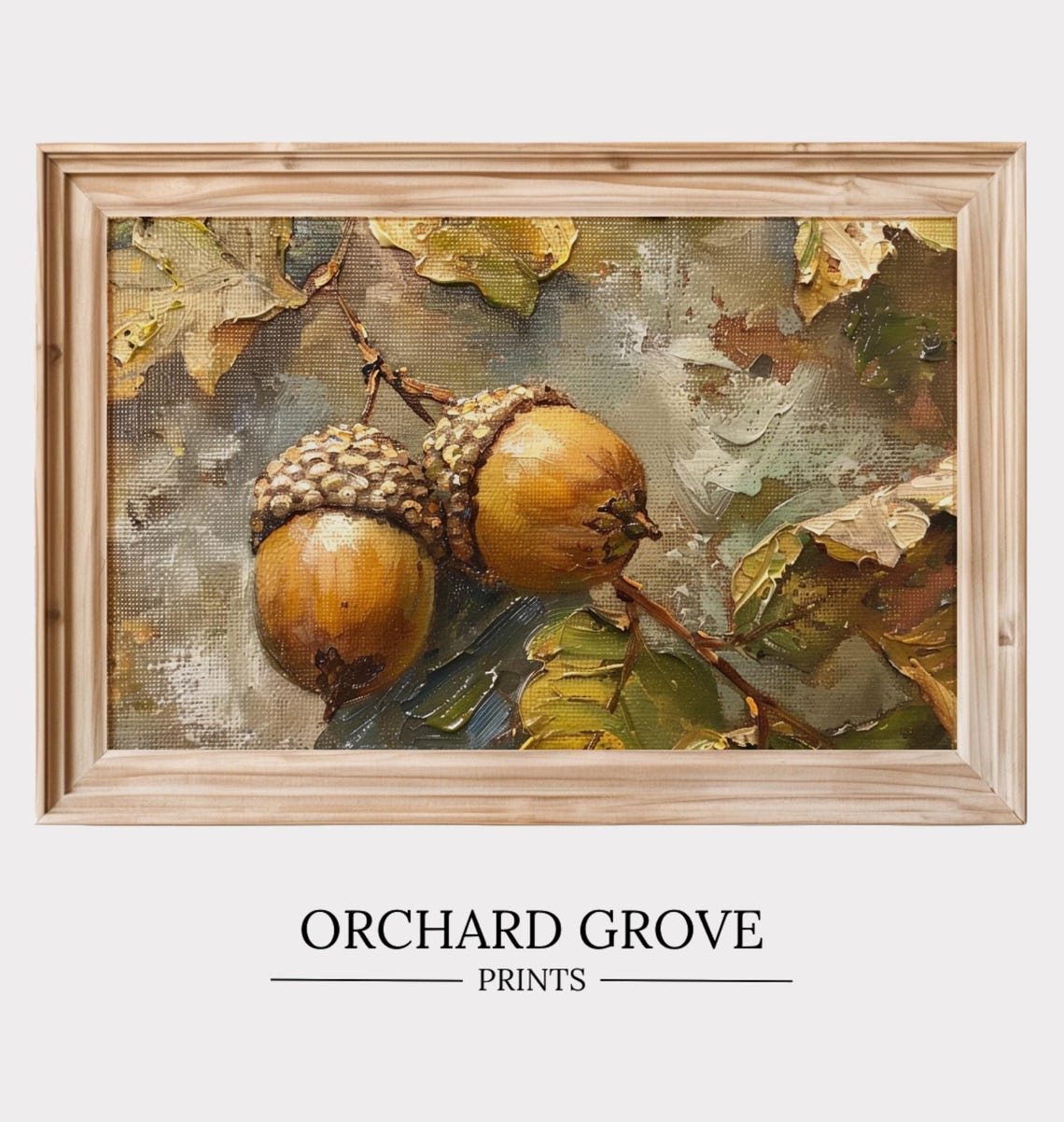 Fall Acorn Wall Art Acorn Print Vintage Autumn Landscape Painting ...