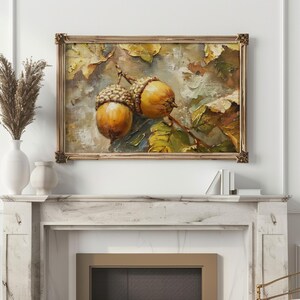 Fall Acorn Wall Art Acorn Print Vintage Autumn Landscape Painting ...